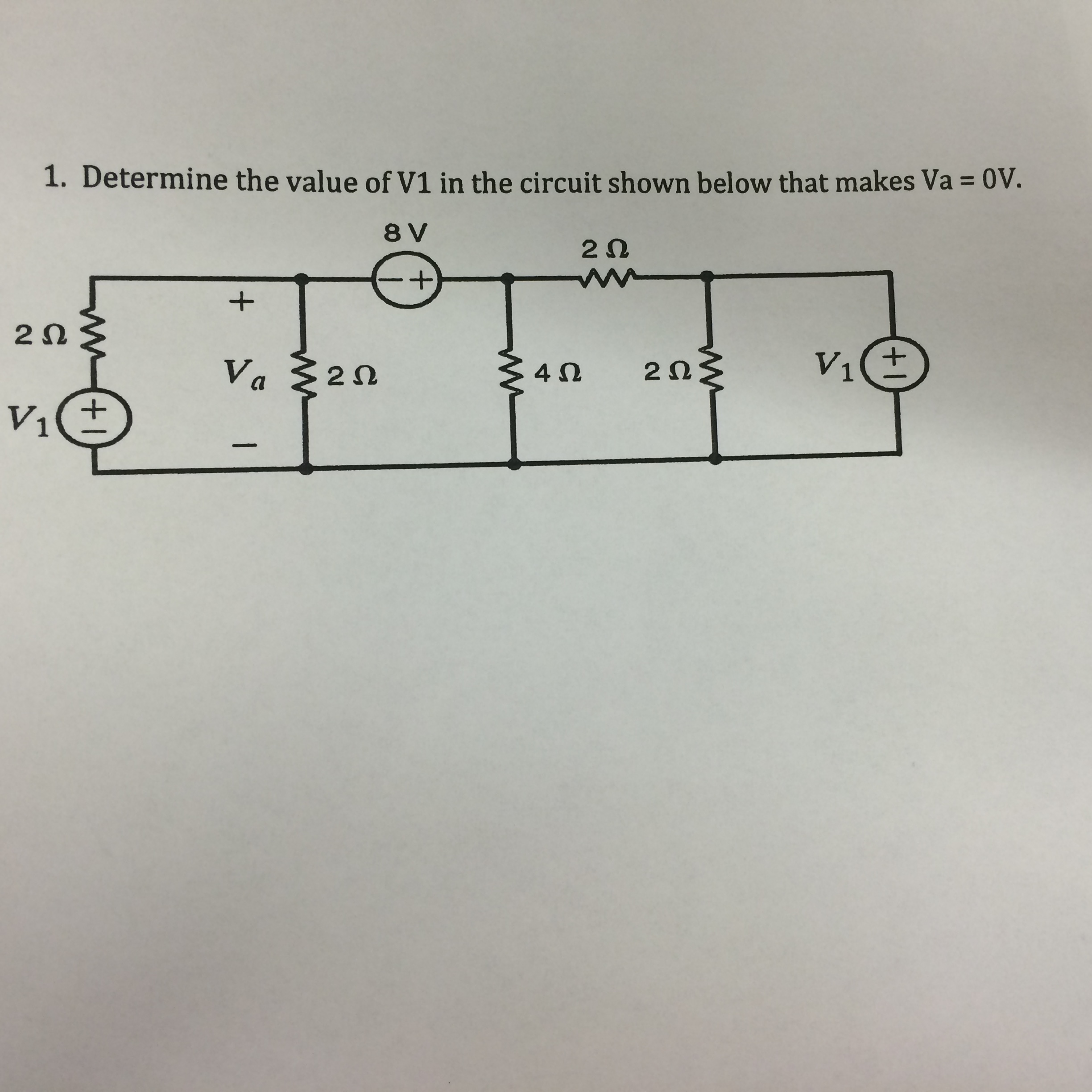 Solved 1. Determine the value of V1 in the circuit shown | Chegg.com