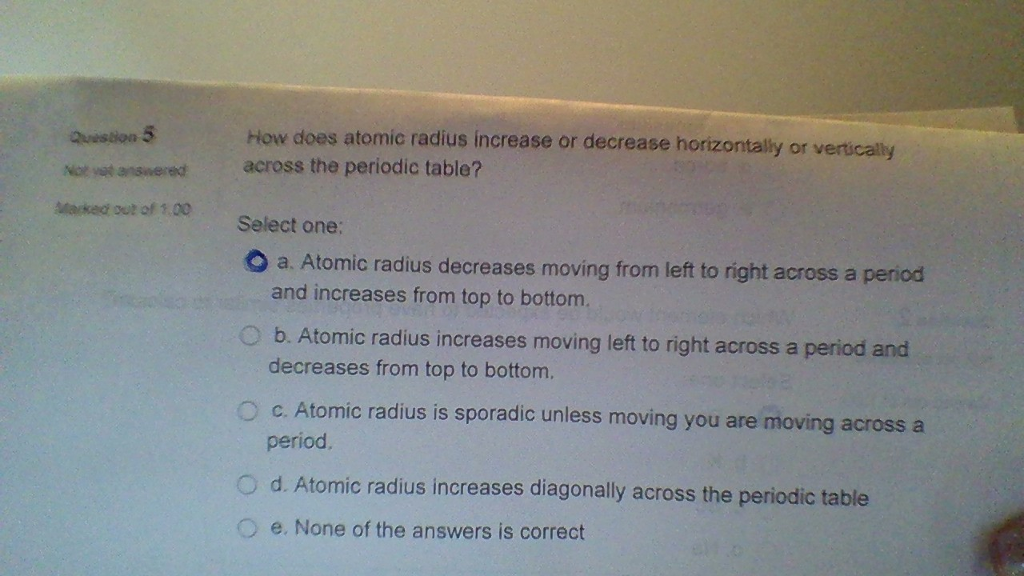 Solved How does atomic radius increase or decrease | Chegg.com