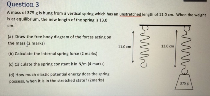 Solved A mass of 375 g is hung from a vertical spring which | Chegg.com