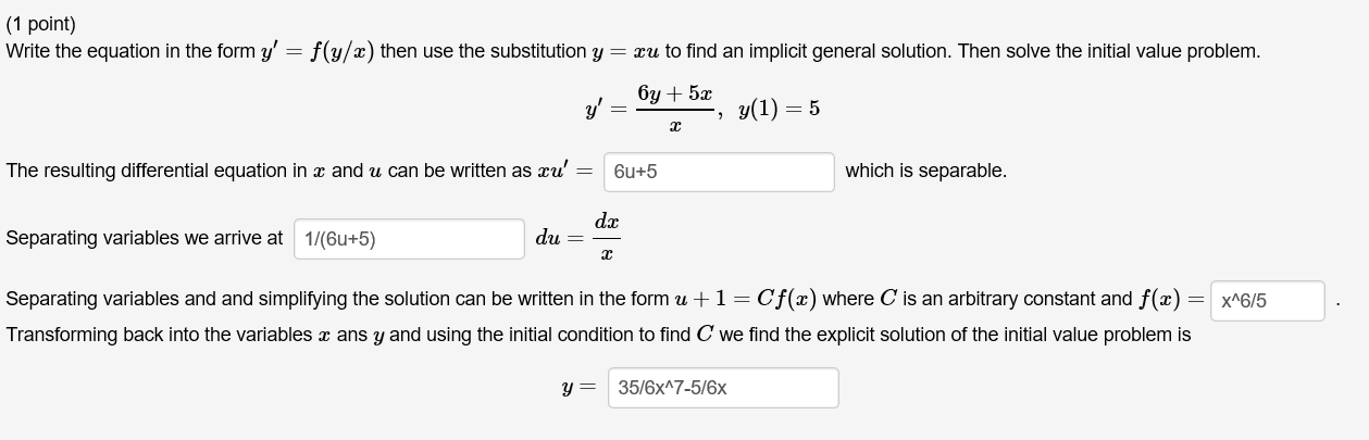 Solved Write the equation in the form y?=f(y/x) then use | Chegg.com