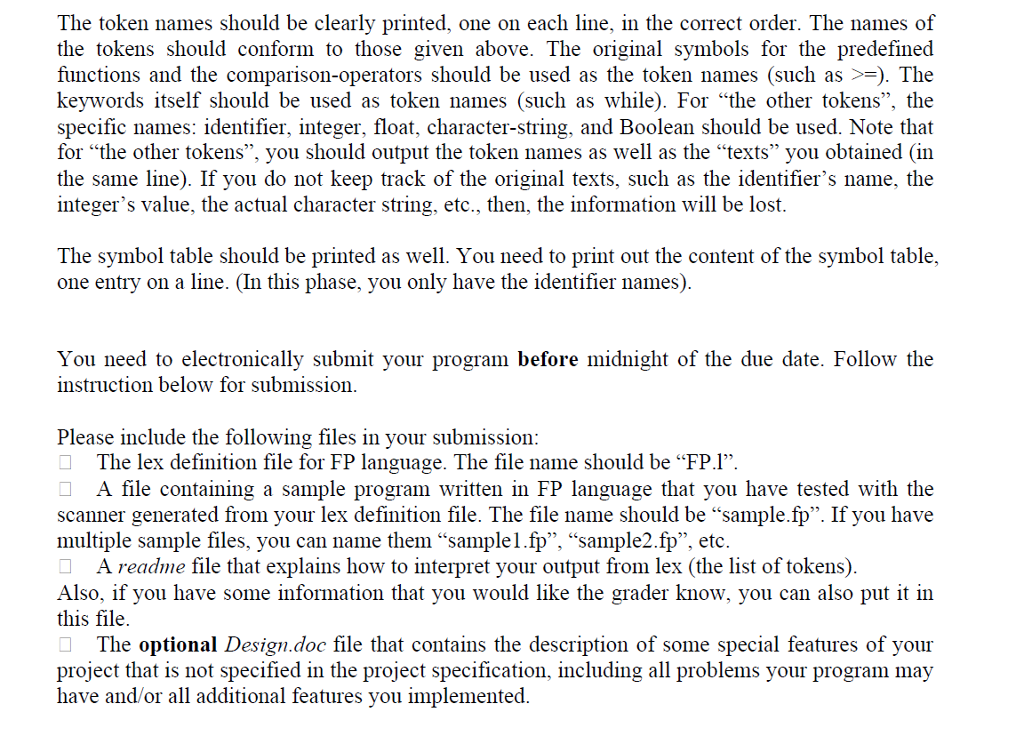 CS 4110 Compiler Design Project Phase 1. Lexical | Chegg.com