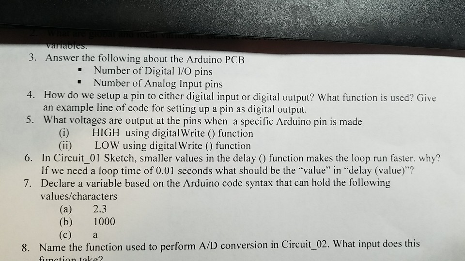 Solved 3. Answer the following about the Arduino PCB Number | Chegg.com