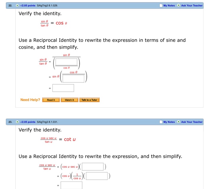 Solved Verify the identity. sin theta/tan theta = cos theta | Chegg.com