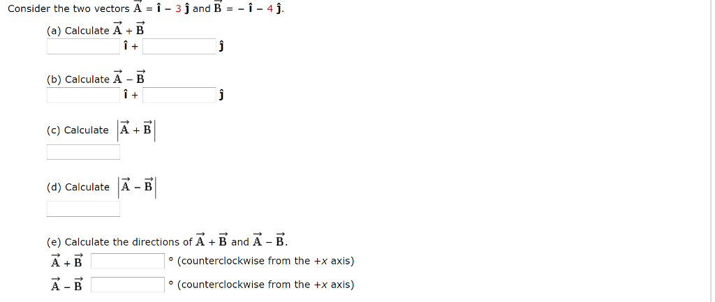 Solved The displacement vectors A and B shown in the figure | Chegg.com
