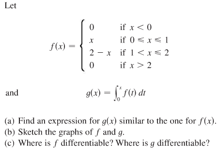 Solved Let and g(x) = integral_0^x f(t) dt Find an | Chegg.com