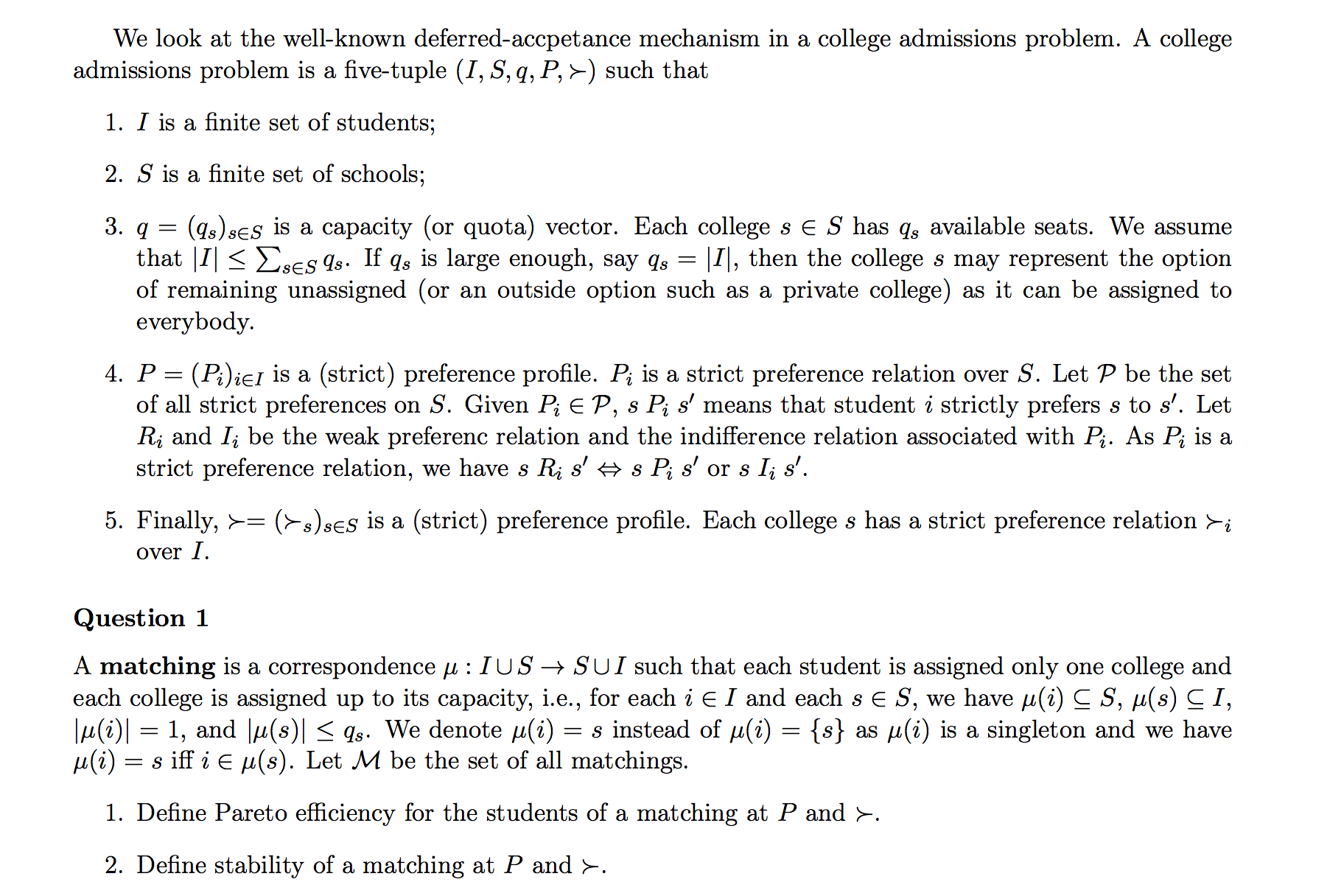 Solved We look at the well-known deferred-acceptance | Chegg.com