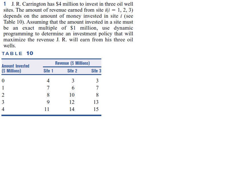 Solved 1 J. R. Carrington has $4 million to invest in three | Chegg.com