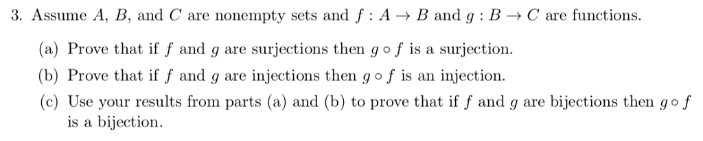 Solved 3. Assume A, B, and C are nonempty sets and f : A → B | Chegg.com