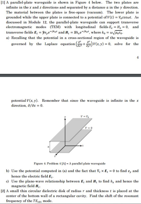 Solved A parallel-plate waveguide is shown in Figure 4 | Chegg.com