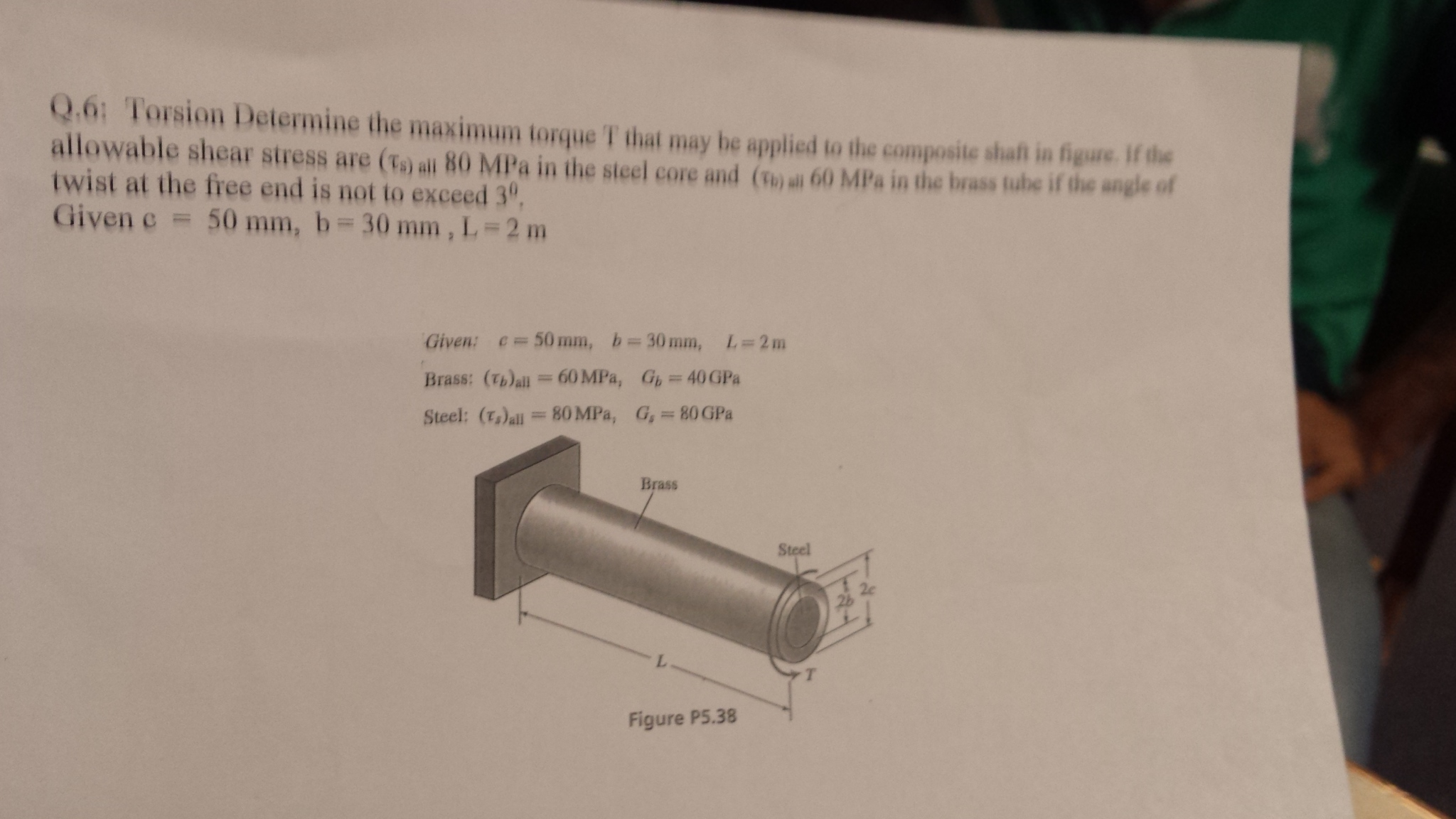 Torsion Determine the maximum torque T may be applied | Chegg.com