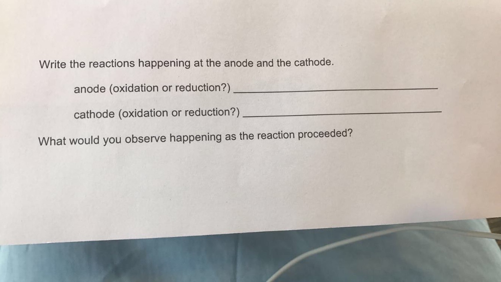 Solved Write the reactions happening at the anode and the | Chegg.com