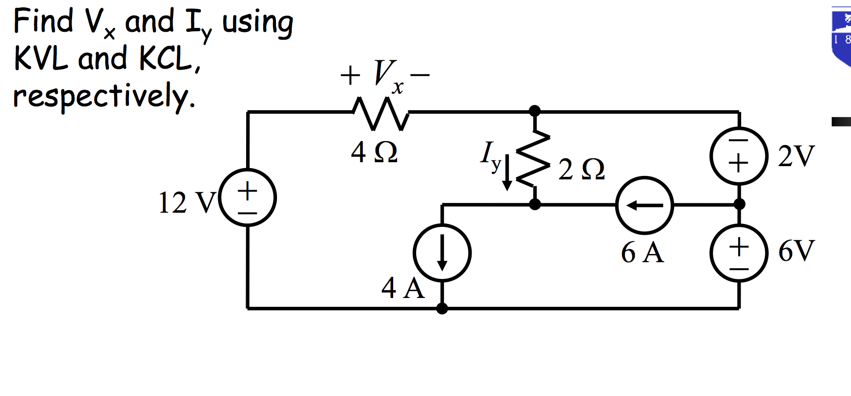 Solved Find V_x and I_y using KVL and KCL, respectively. | Chegg.com