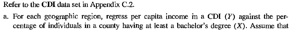 Solved Refer to the CDI data set in Appendix C.2. a. For | Chegg.com