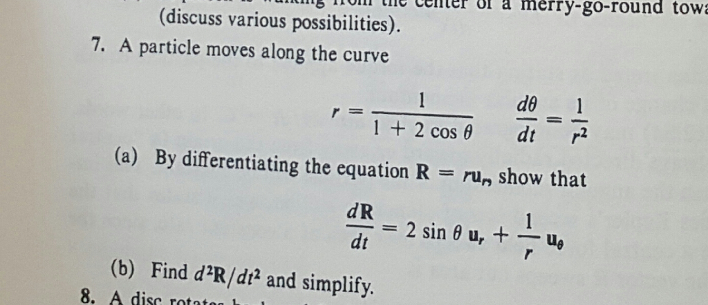 Solved A particle moves along the curve r= 1/1 + 2 cos | Chegg.com