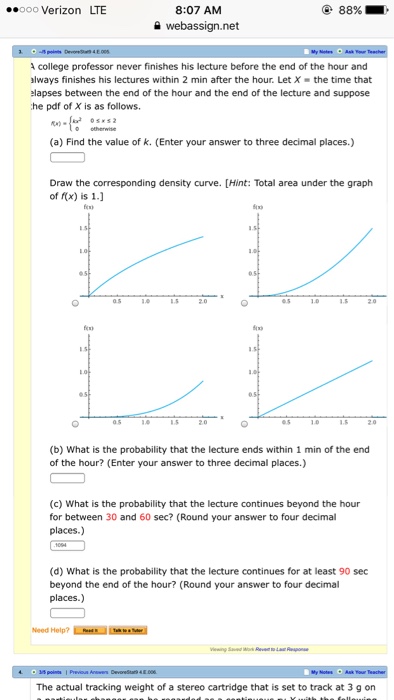 Solved 1. 3/4 points I Previous Answers DevoreStat9 4 E.002. | Chegg.com Solved 1. 3/4 points I Previous Answers DevoreStat9 4 E.002. | Chegg.com