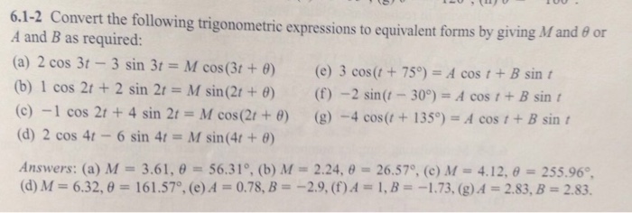 Solved 1-2Convert the following trigonometric expressions to | Chegg.com