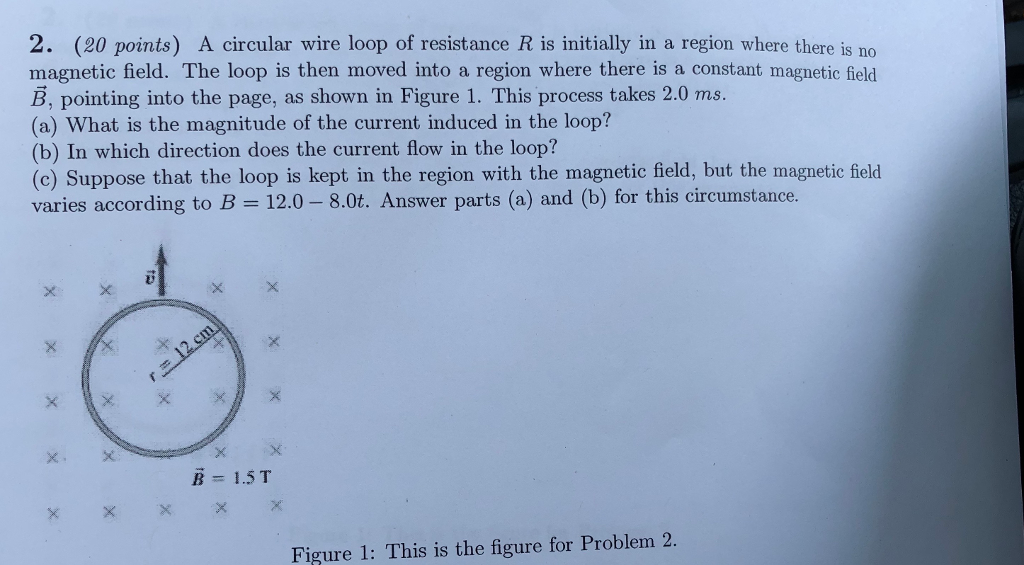 Solved 2. (20 points) A circular wire loop of resistance R | Chegg.com