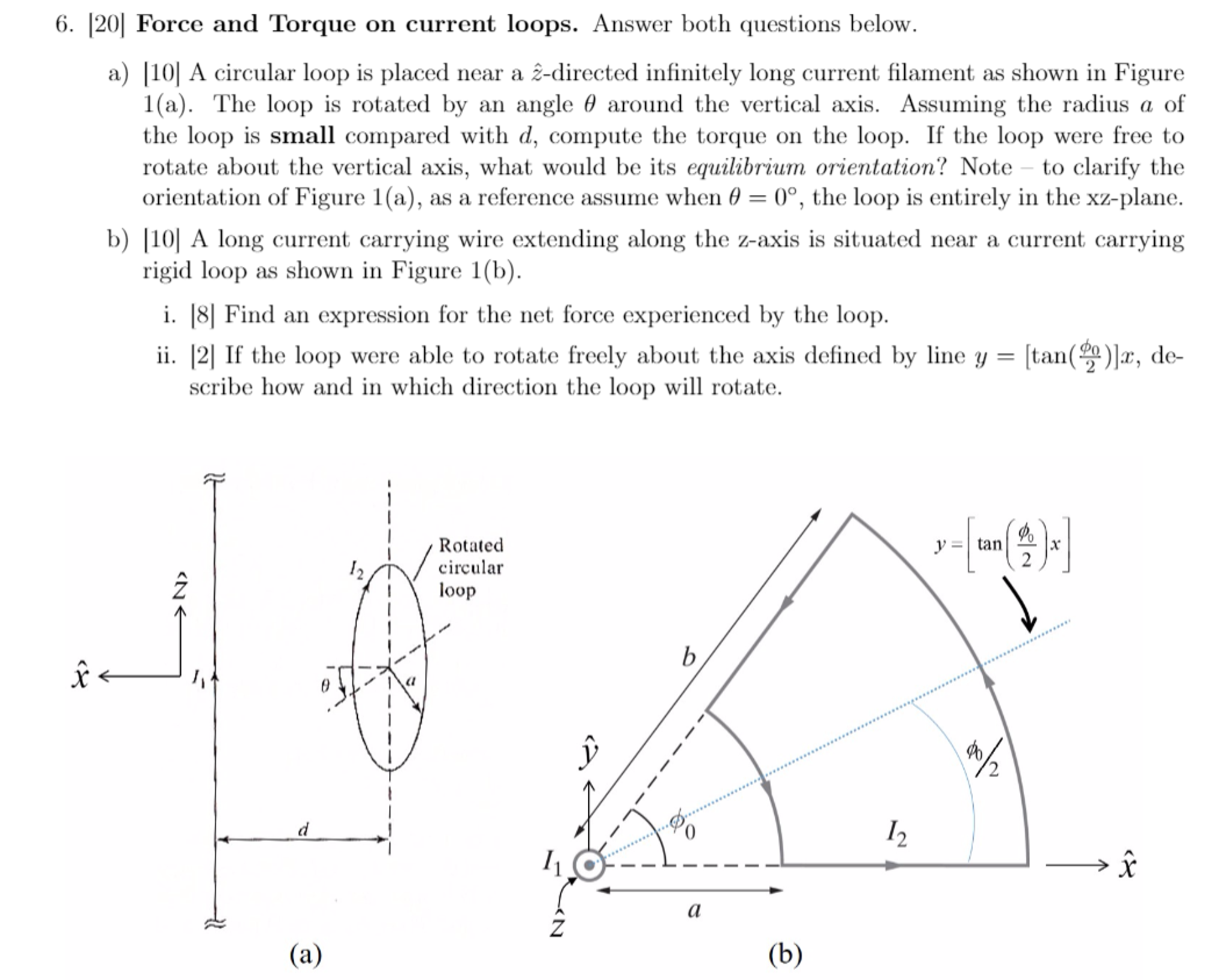 Force and Torque on current loops. Answer both | Chegg.com