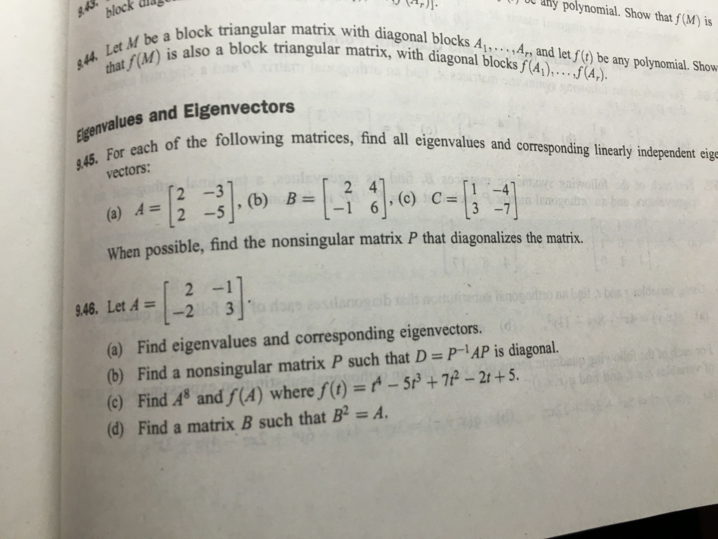 Solved Let M be a block triangular matrix with diagonal | Chegg.com
