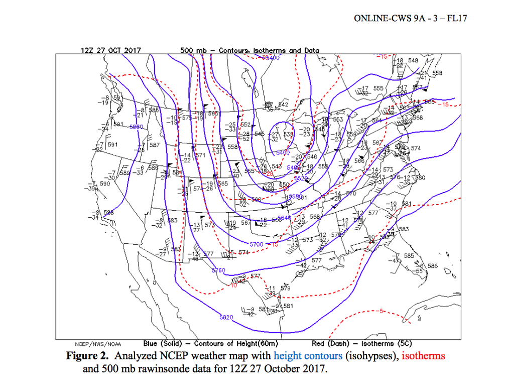 ONLINE-CWS 9A -2 - FL17 12Z 27 OCT 2017 Isobars, | Chegg.com
