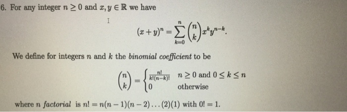Solved For any integer n greaterthanorequalto 0 and x, y | Chegg.com