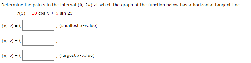 Solved Determine the points in the interval (0, 2 pi) at | Chegg.com