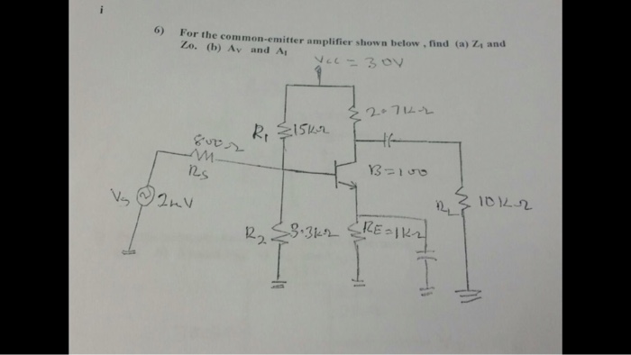 Solved For the common-emitter amplifier shown below, find | Chegg.com