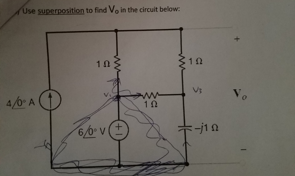 Solved Use superposition to find V_o in the circuit below: | Chegg.com