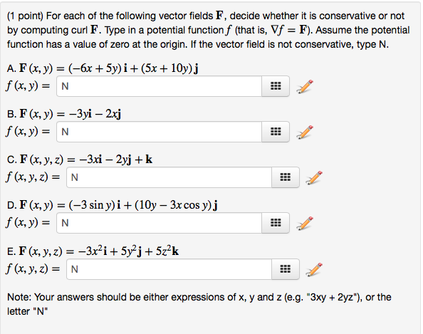 Solved For each of the following vector fields F, decide | Chegg.com