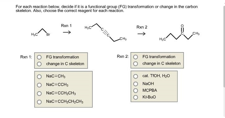 Solved For each reaction below, decide if it is a functional | Chegg.com