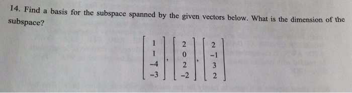 Solved 14. Find a basis for the subspace spanned by the | Chegg.com