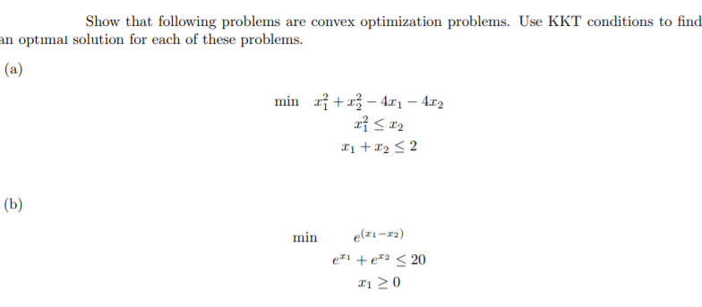 Solved Show that following problems are convex optimization | Chegg.com