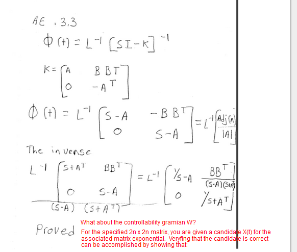 Solved AE3.2 Show that the controllability Gramian satisfies | Chegg.com