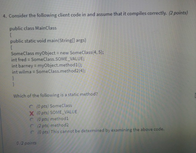 Solved 1. Consider the following incomplete class. (2points) | Chegg.com