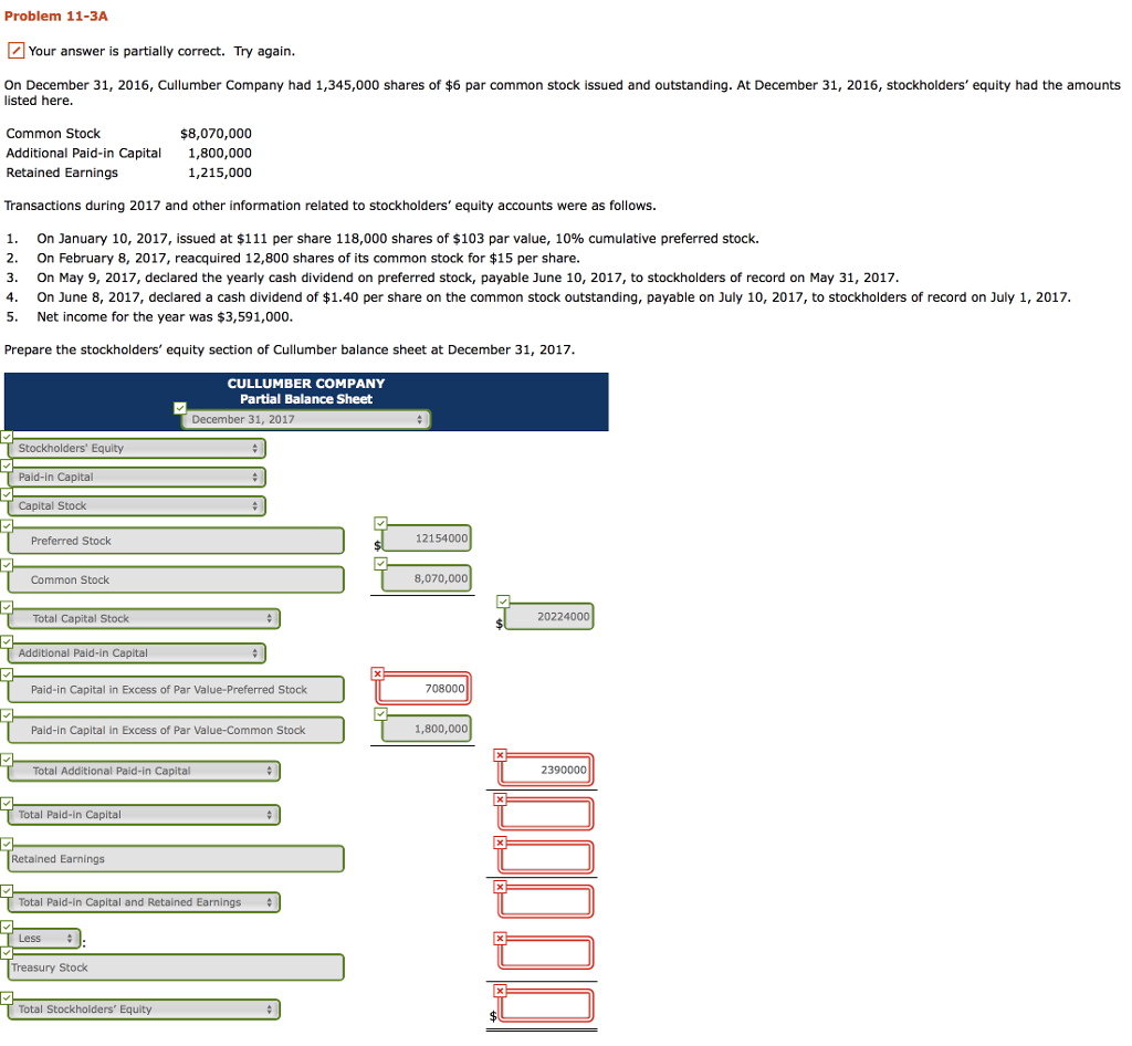 Solved Problem 11-3A ,] Your answer is partially correct. | Chegg.com