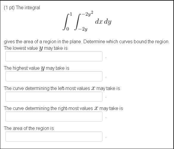 Solved The integral integral _0^1 integral _ -2y^- 2y^2 dx | Chegg.com