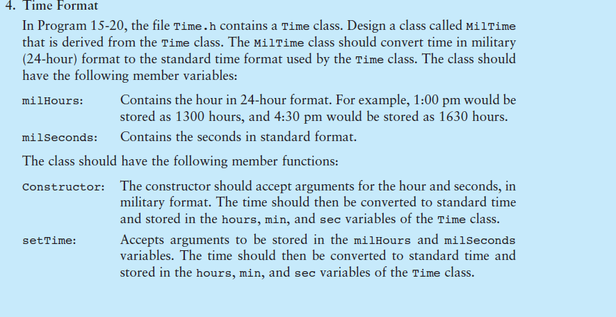 Solved 4. Time Format In Program 15-20, the file Time. h | Chegg.com