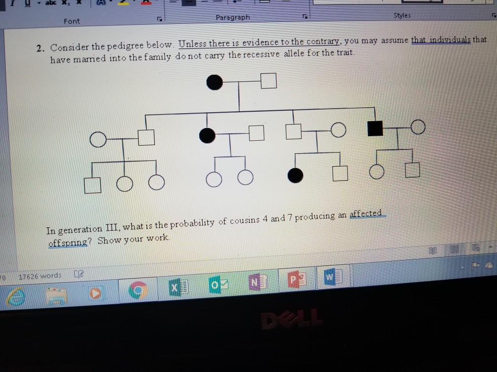 Solved Font Paragraph Styles 2. Consider the pedigree below. | Chegg.com