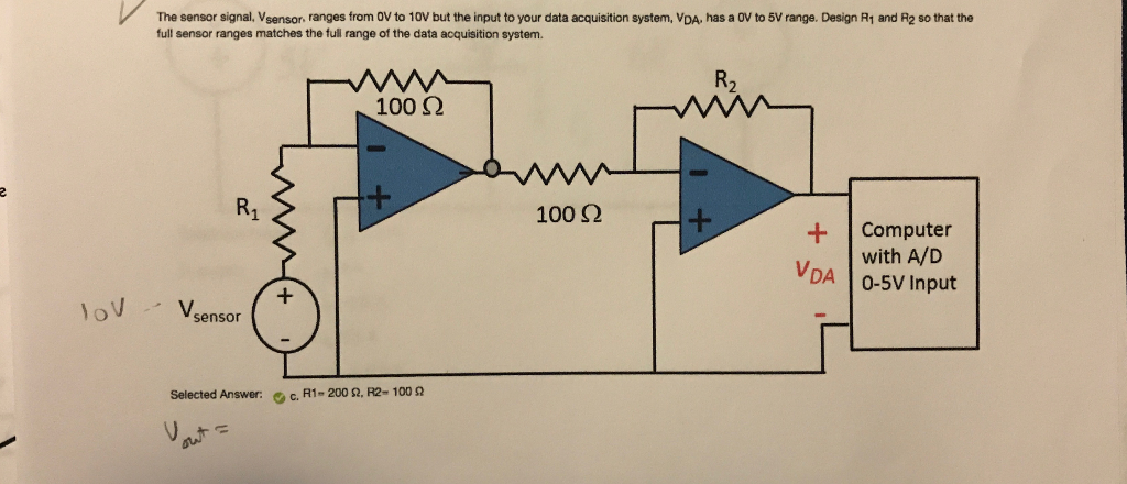 Solved V The sensor signal. V ranges from ov to 10V but the | Chegg.com