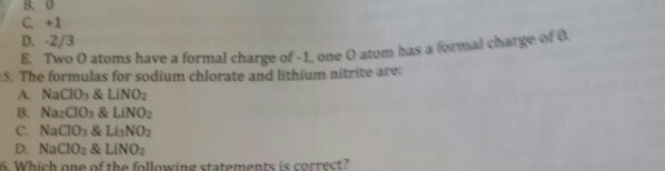 Solved The formulas for sodium chlorate and lithium nitrite | Chegg.com