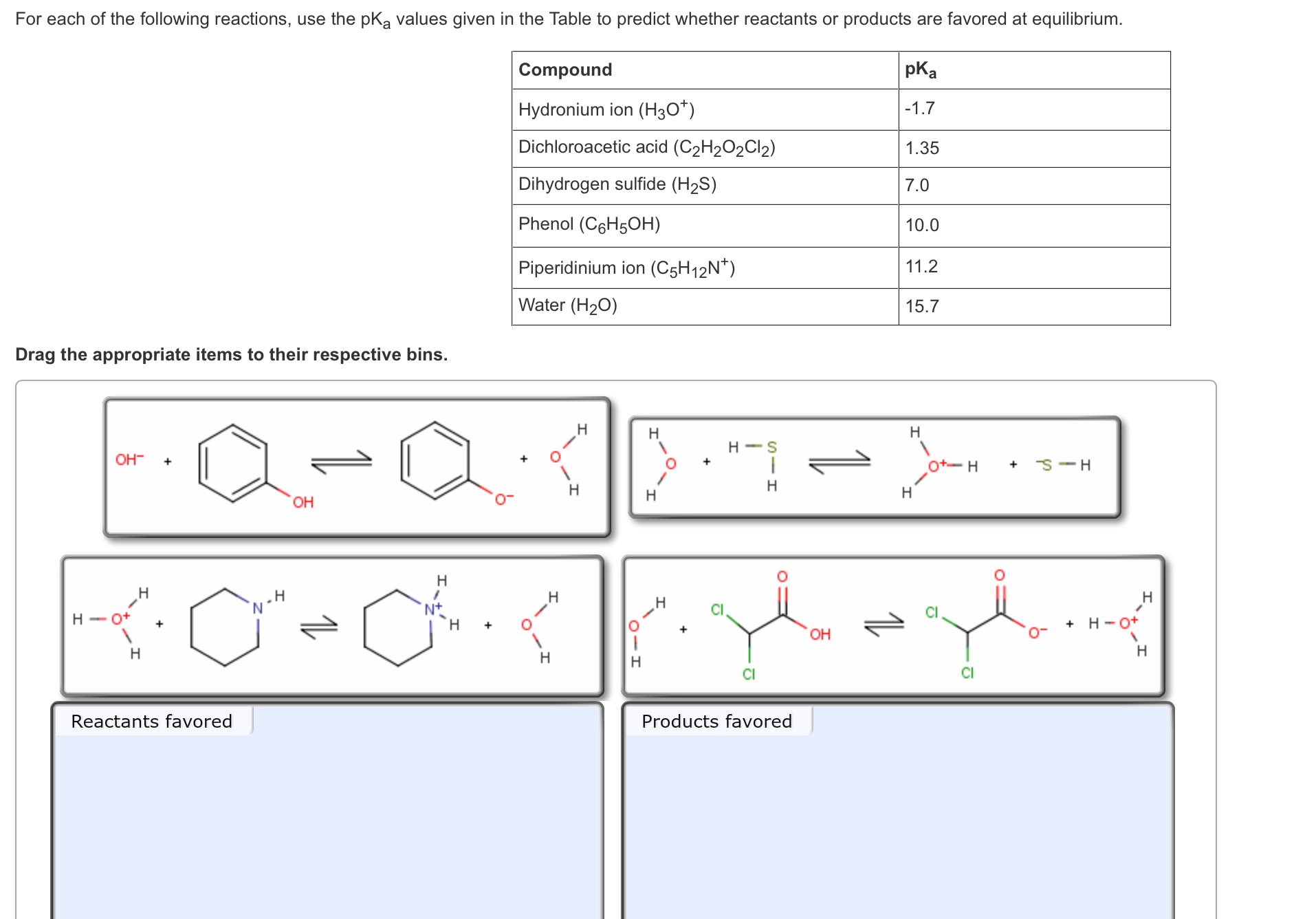 Solved For Each Of The Following Reactions Use The Pka
