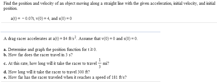 Solved Find The Position And Velocity Of An Object Moving