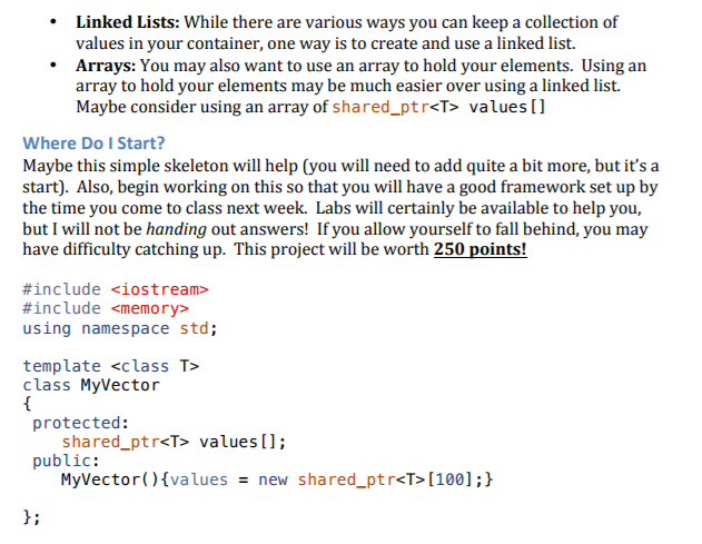 Solved What if vector Didn't Exist? Your task is to | Chegg.com