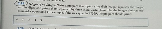 Solved 228 Digits Of An Integer Write A Program That 3214