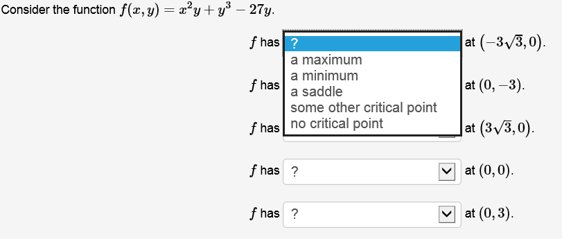 Solved Consider the function f ( x , y ) = x^2y + y^3-27y . | Chegg.com