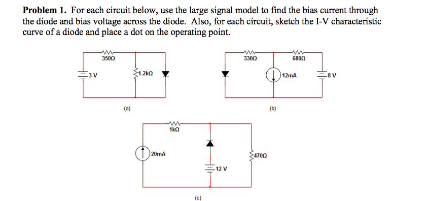 Solved For each circuit below, use the large signal model to | Chegg.com