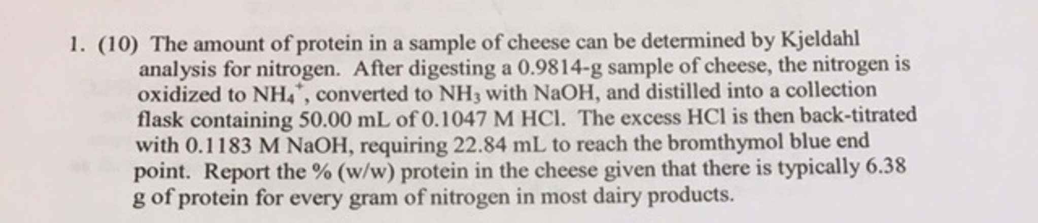 Solved The amount of protein in a sample of cheese can be | Chegg.com