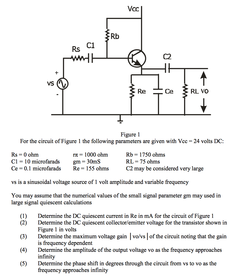 Solved For the circuit of Figure 1 the following parameters | Chegg.com