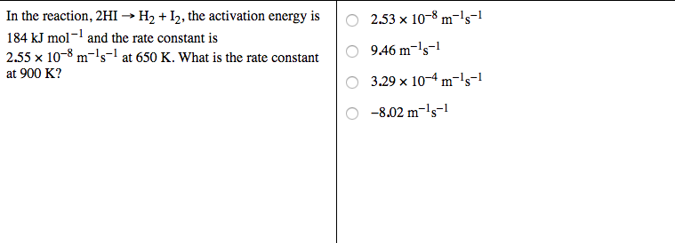 Solved In the reaction, 2HI rightarrow H_2 + I_2, the | Chegg.com