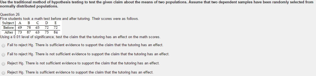Solved Use the traditional method of hypothesis testing to | Chegg.com